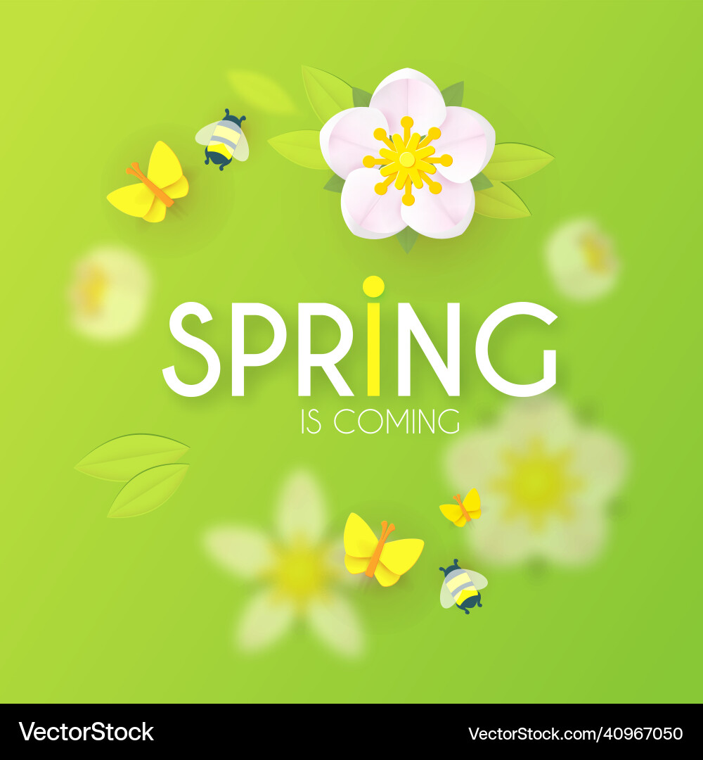 Spring is coming cute flower design with apple Vector Image