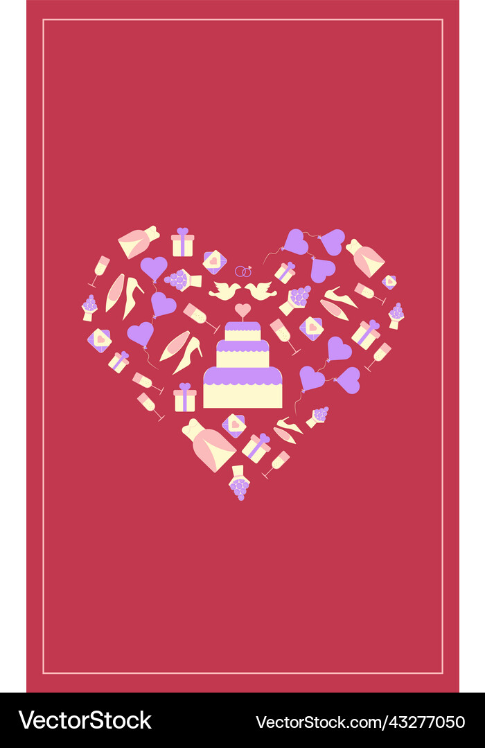 Wedding invitation card heart Royalty Free Vector Image