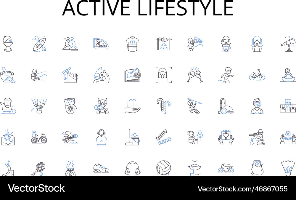 Active lifestyle line icons collection hardware Vector Image
