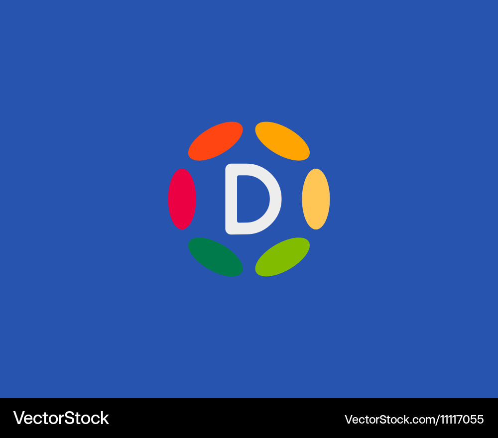 Color letter d logo icon design hub frame Vector Image