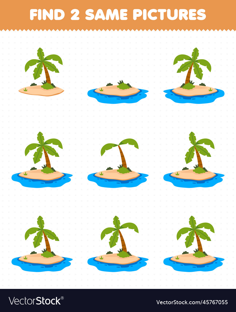 Education game for children find two same Vector Image