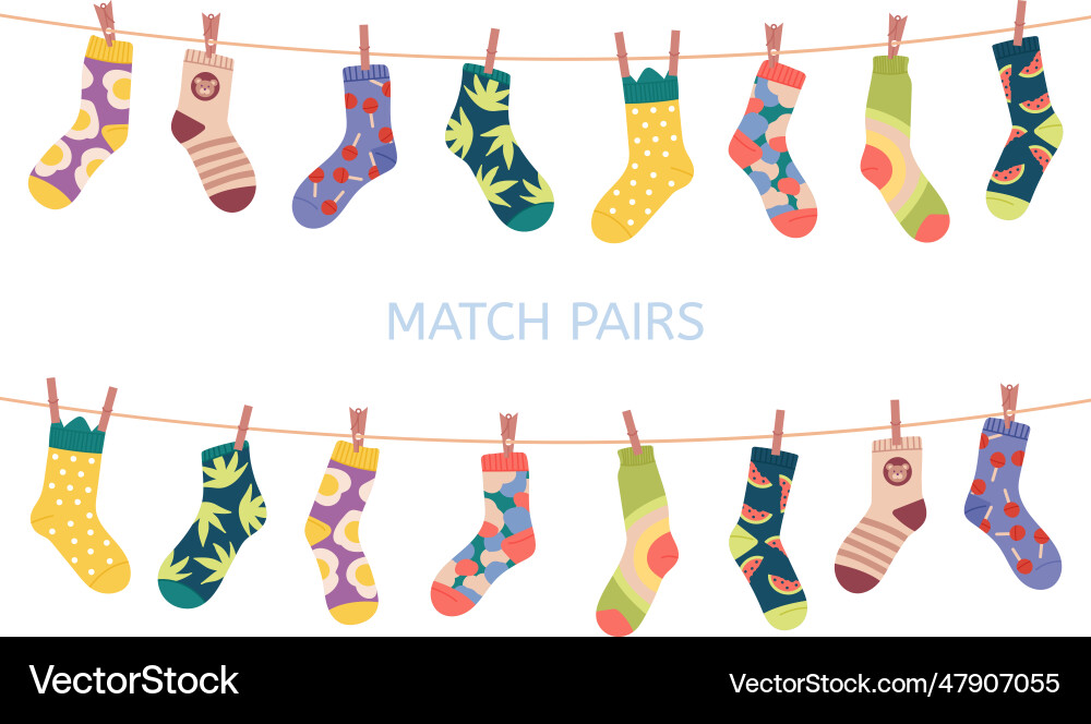 Find matched socks match sock pair children Vector Image