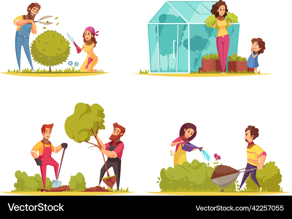 Gardening cartoon design concept Royalty Free Vector Image