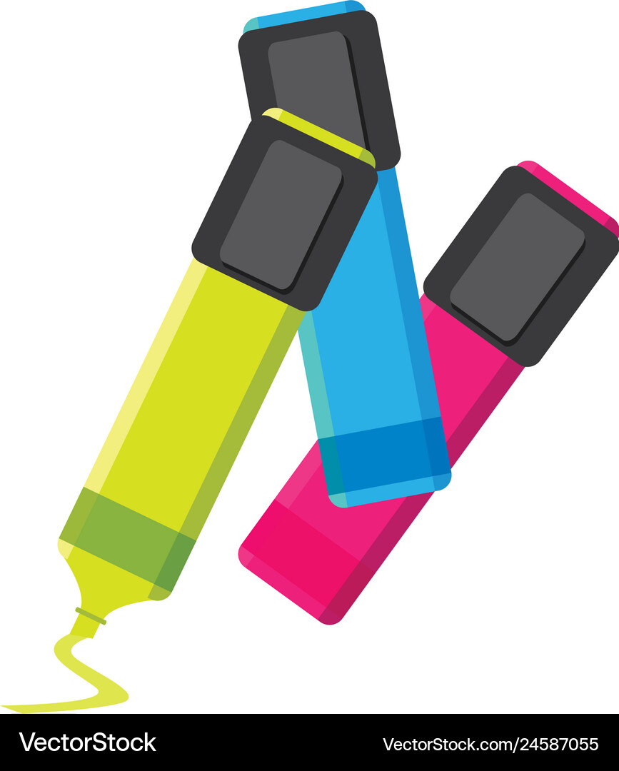 Highlighters colors isolated icons Royalty Free Vector Image