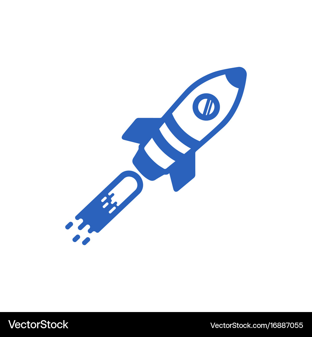 Icon of a blue rocket on white background Vector Image