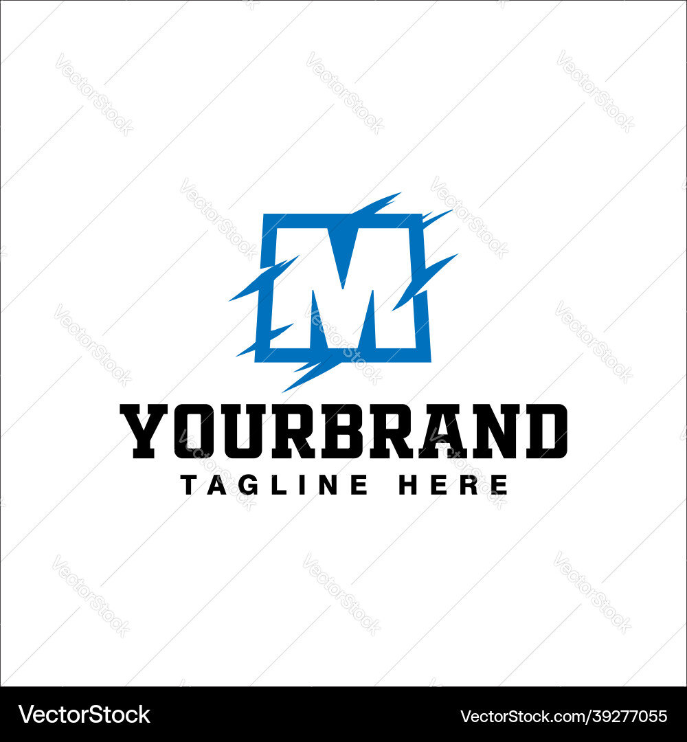 Letter m icon in blue color scratch effect modern Vector Image