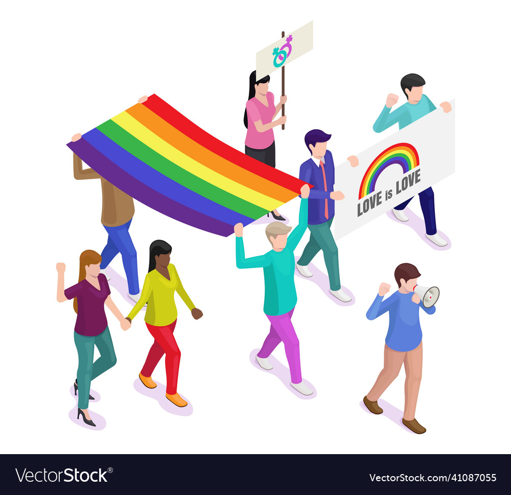 Lgbt pride parade isometric Royalty Free Vector Image