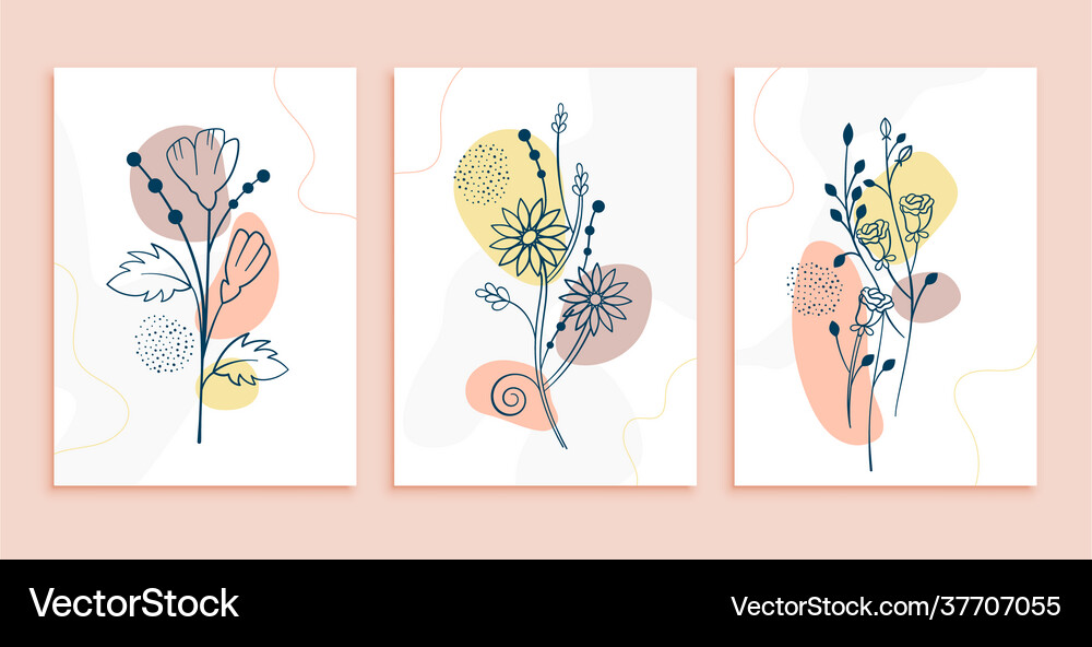 Line art flowers poster layout template design Vector Image