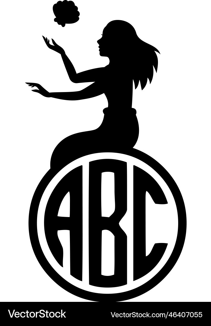 Mermaid sitting on monogram kids name monogram Vector Image