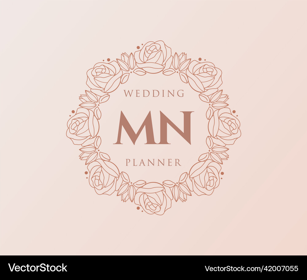 Mn initials letter wedding monogram logos Vector Image