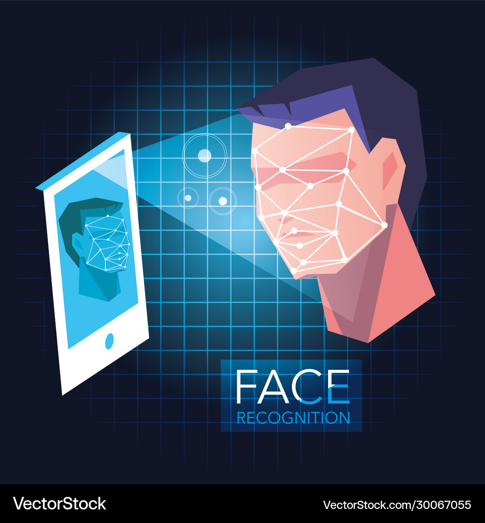 Smartphone scans a man face mobile app for face Vector Image