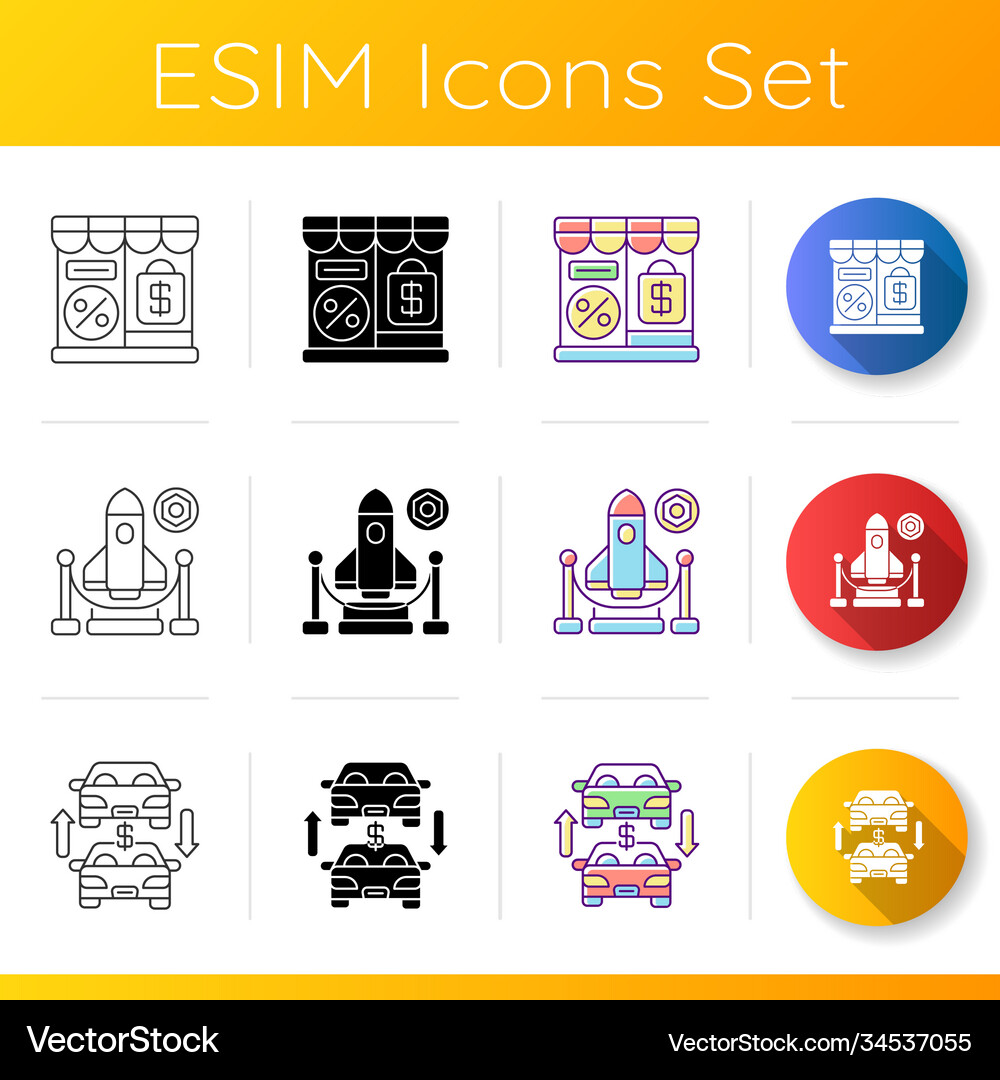 Trading business icons set Royalty Free Vector Image