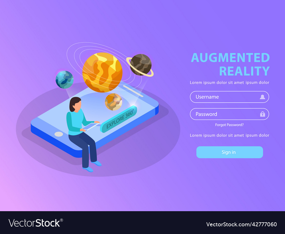 Augmented reality isometric background Royalty Free Vector