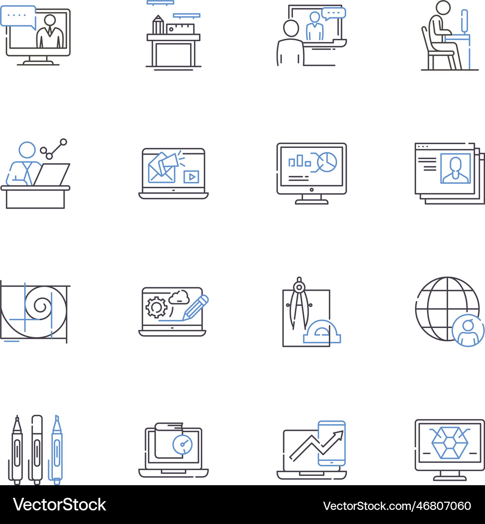 Forum line icons collection discussion dialogue Vector Image