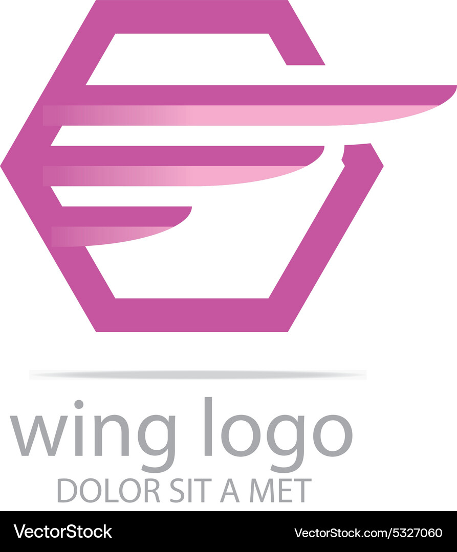 Icon wing hexagon pink design symbol Royalty Free Vector