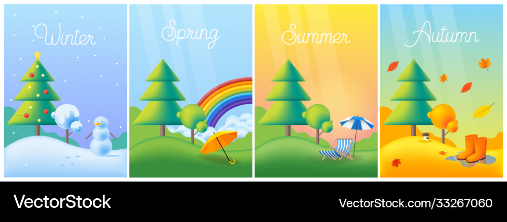 Landscape four seasons - winter spring summer Vector Image