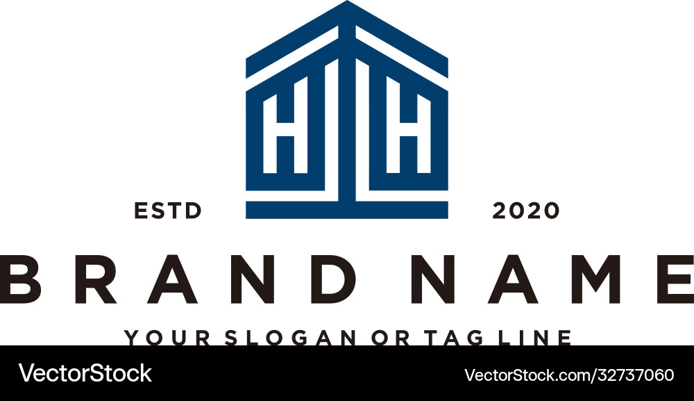 Letter hh home logo design Royalty Free Vector Image