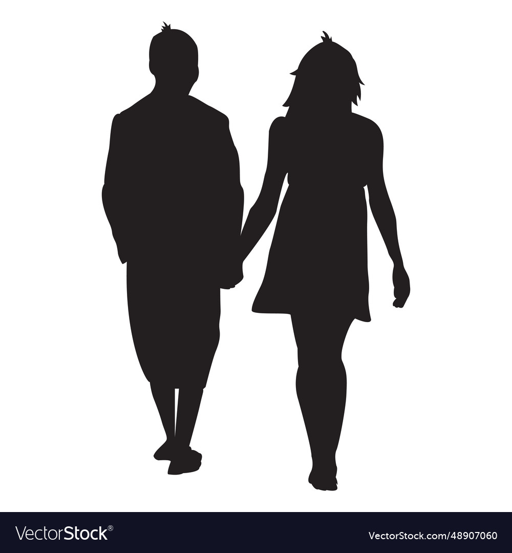Lovers holding hand silhouette Royalty Free Vector Image