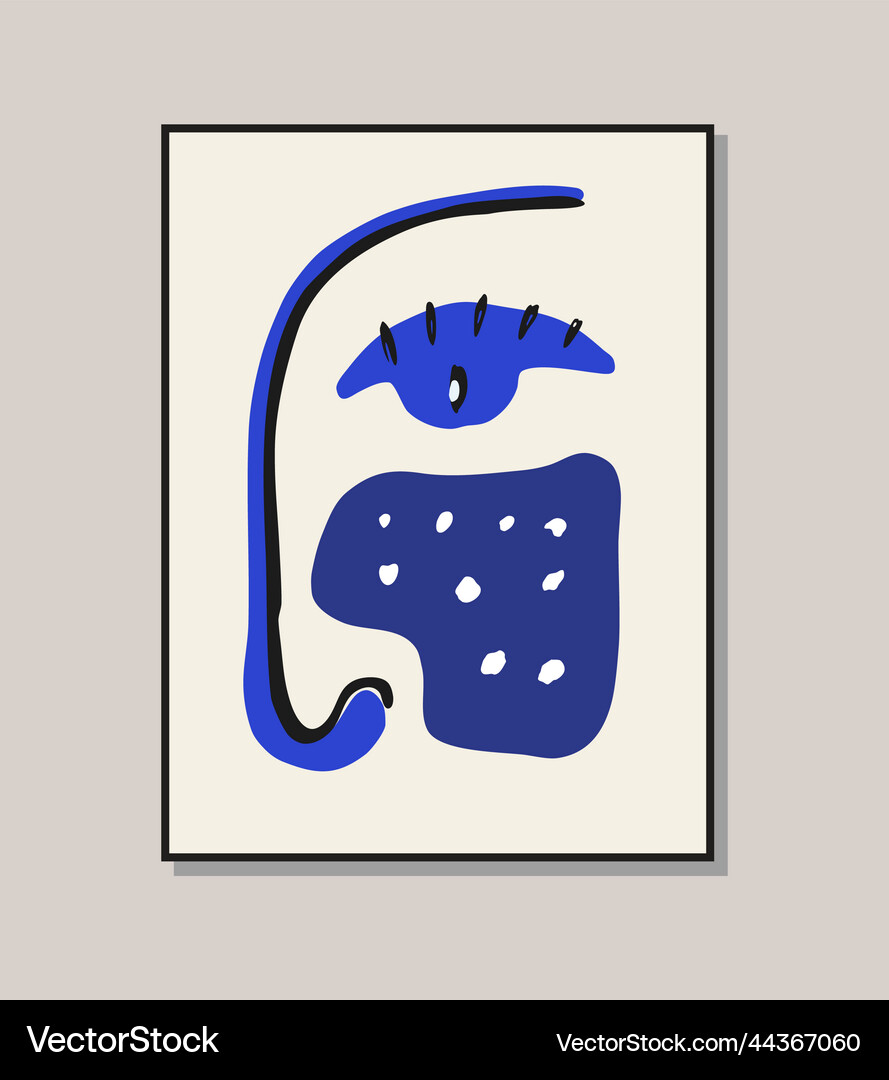 Matisse abstract blue face poster Royalty Free Vector Image