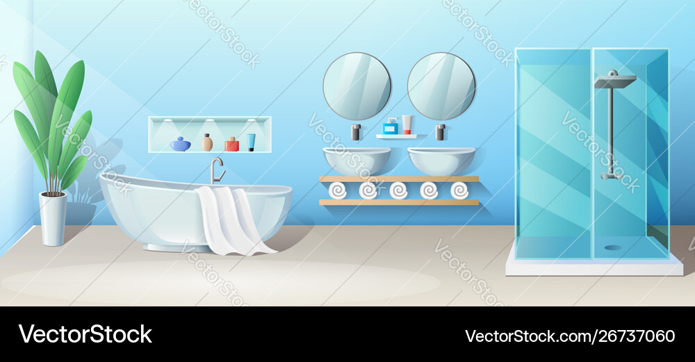 Modern bathroom interior with bath and shower Vector Image