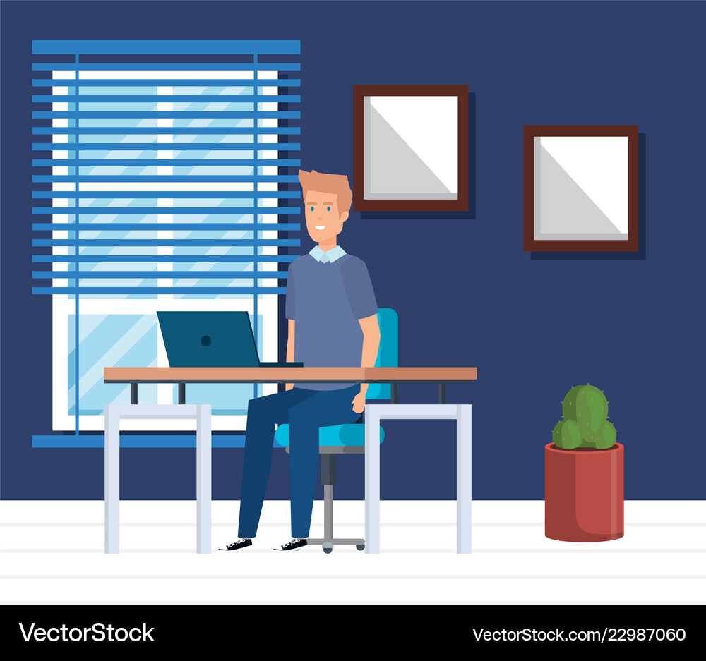 Modern office with businessman Royalty Free Vector Image