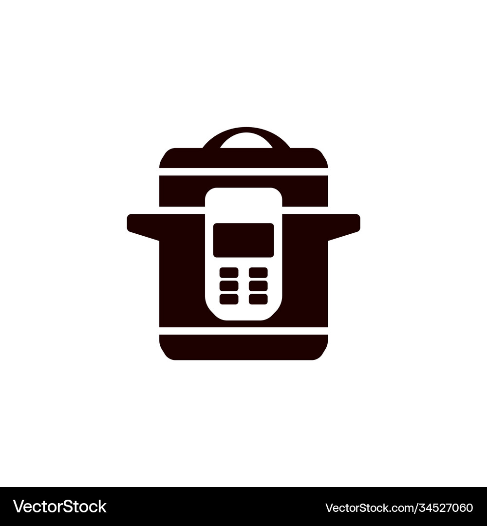 Multi cooker glyph icon slow crock pot Royalty Free Vector