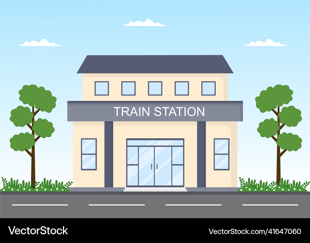 Train station building with transport Royalty Free Vector