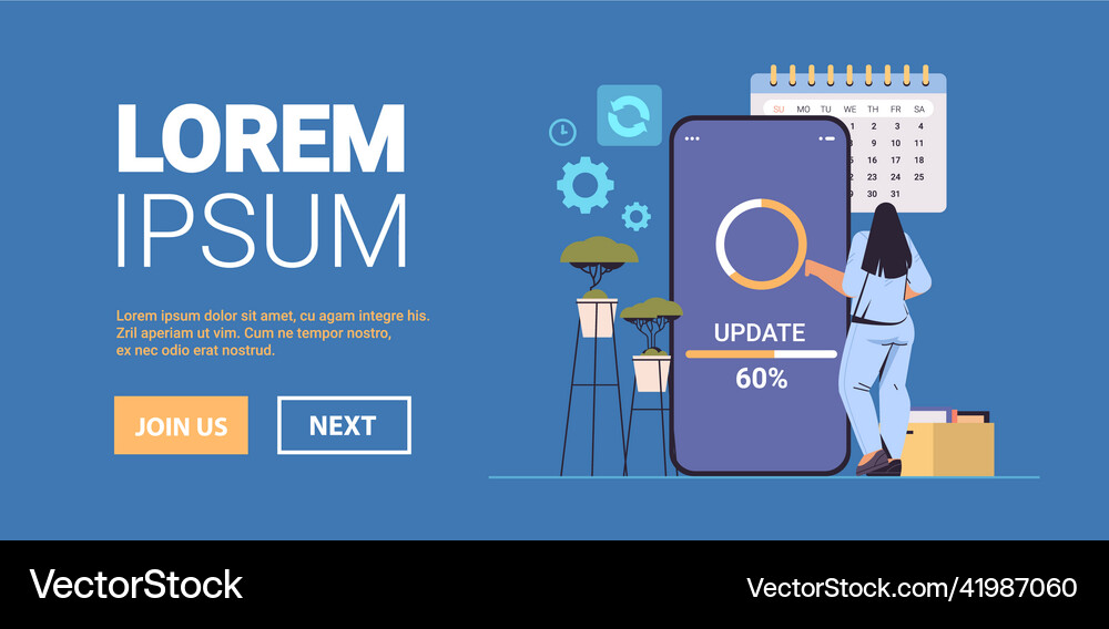Woman Updating Operating System Update Process Vector Image