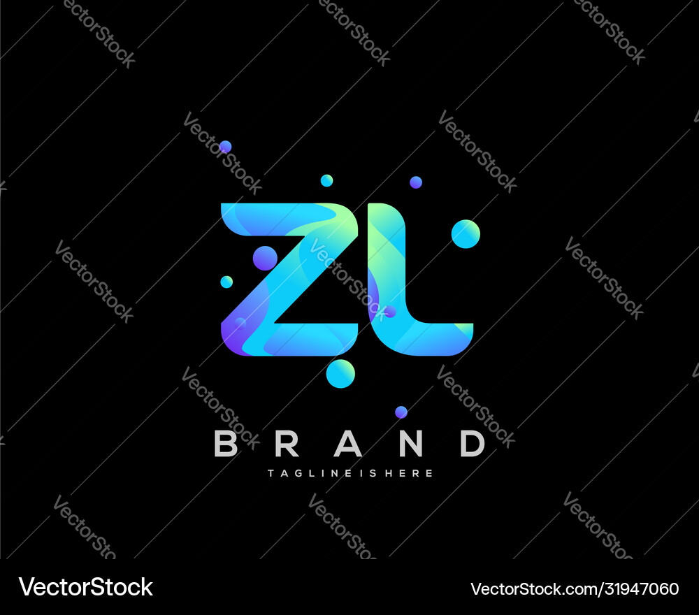 Zl initial logo with colorful template Royalty Free Vector