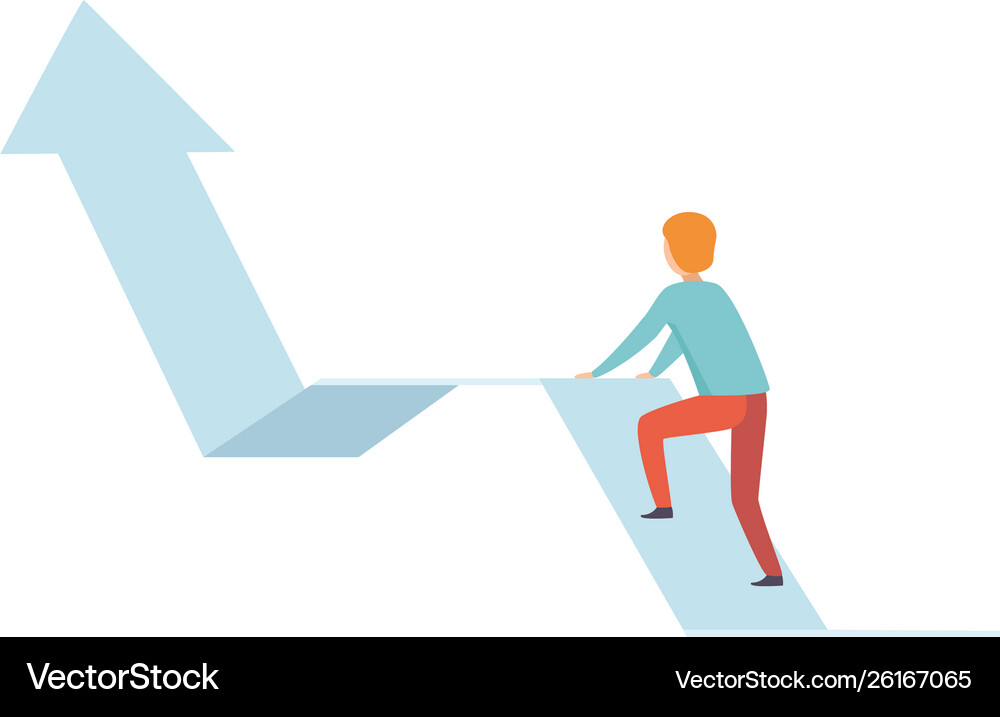Businessman climbing up growth arrow graph Vector Image
