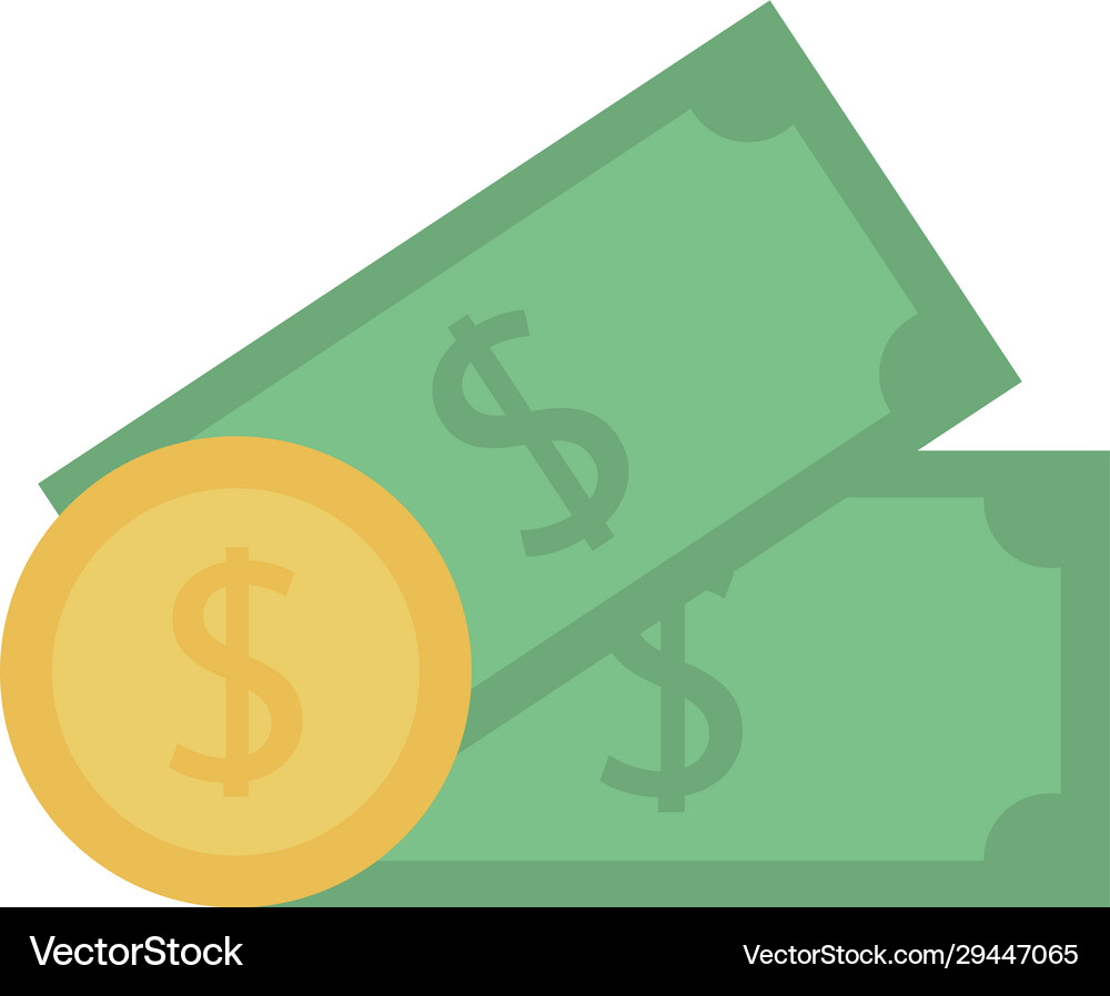Cash with symbol dollar on white background Vector Image