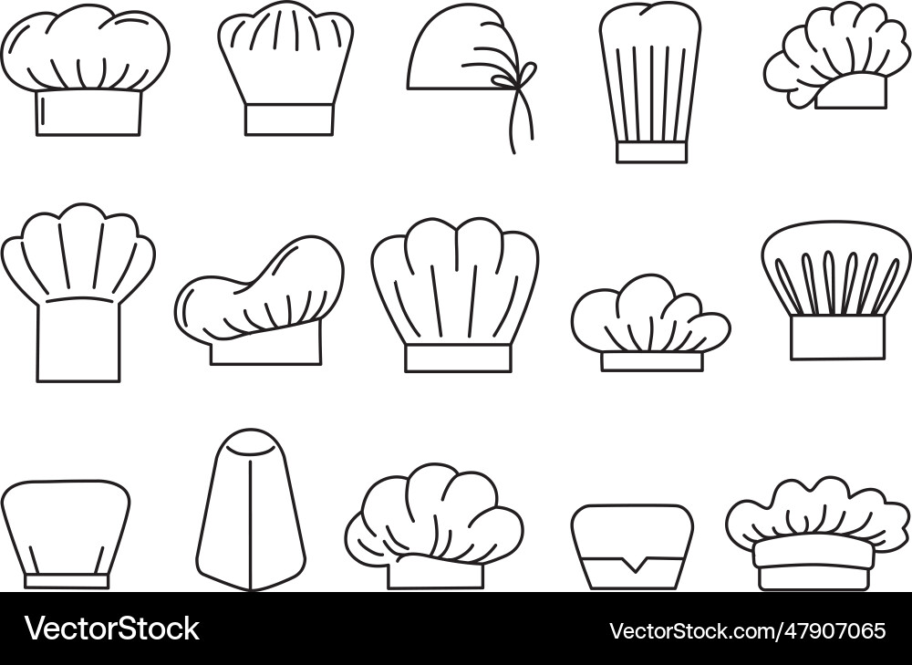 Chef cook hats logo chefs doodles head Royalty Free Vector