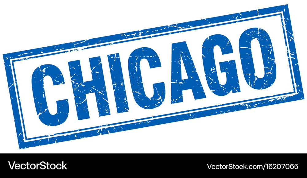 Chicago blue square grunge stamp on white Vector Image