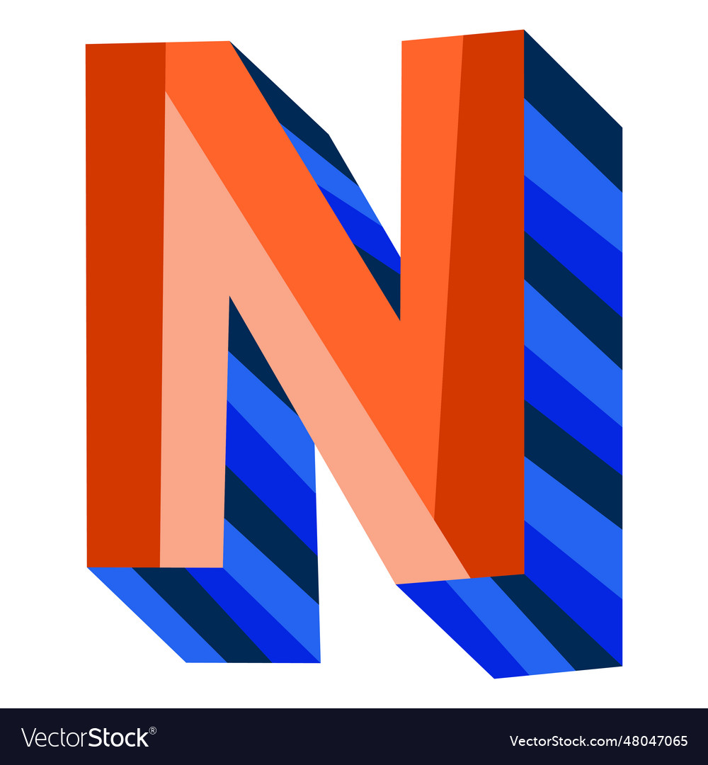Colorful 3d letter n Royalty Free Vector Image