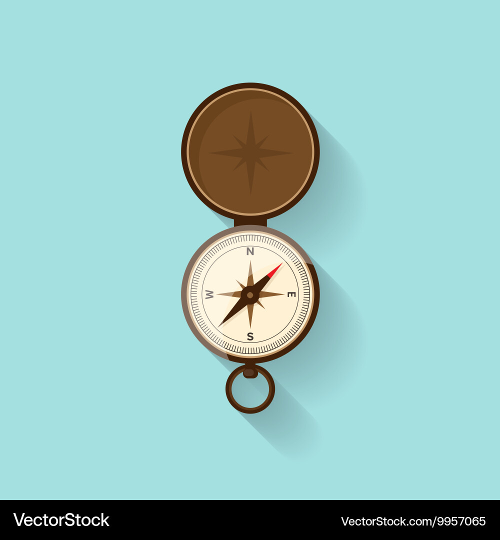 Compass in a flat style travelhiking camping Vector Image