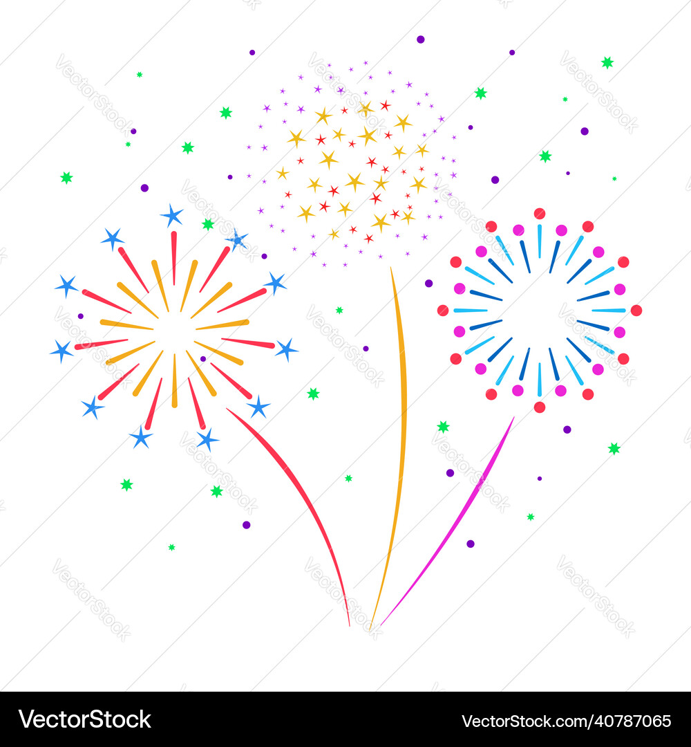 Fireworks display on white background Royalty Free Vector
