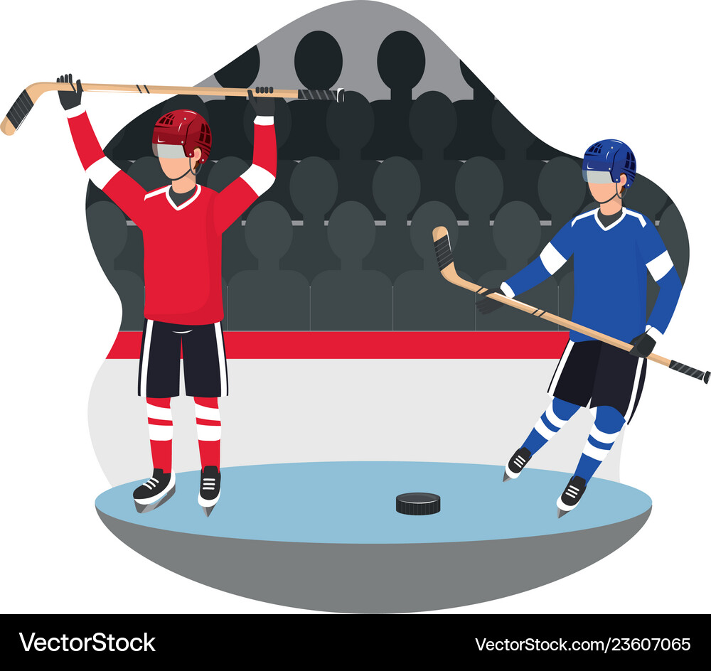 Hockey players competitive game Royalty Free Vector Image