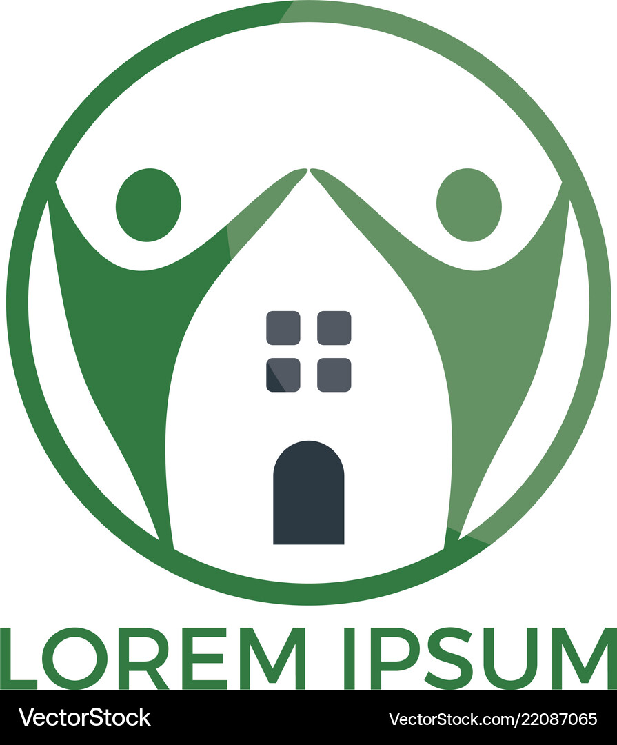 House and people logo design Royalty Free Vector Image
