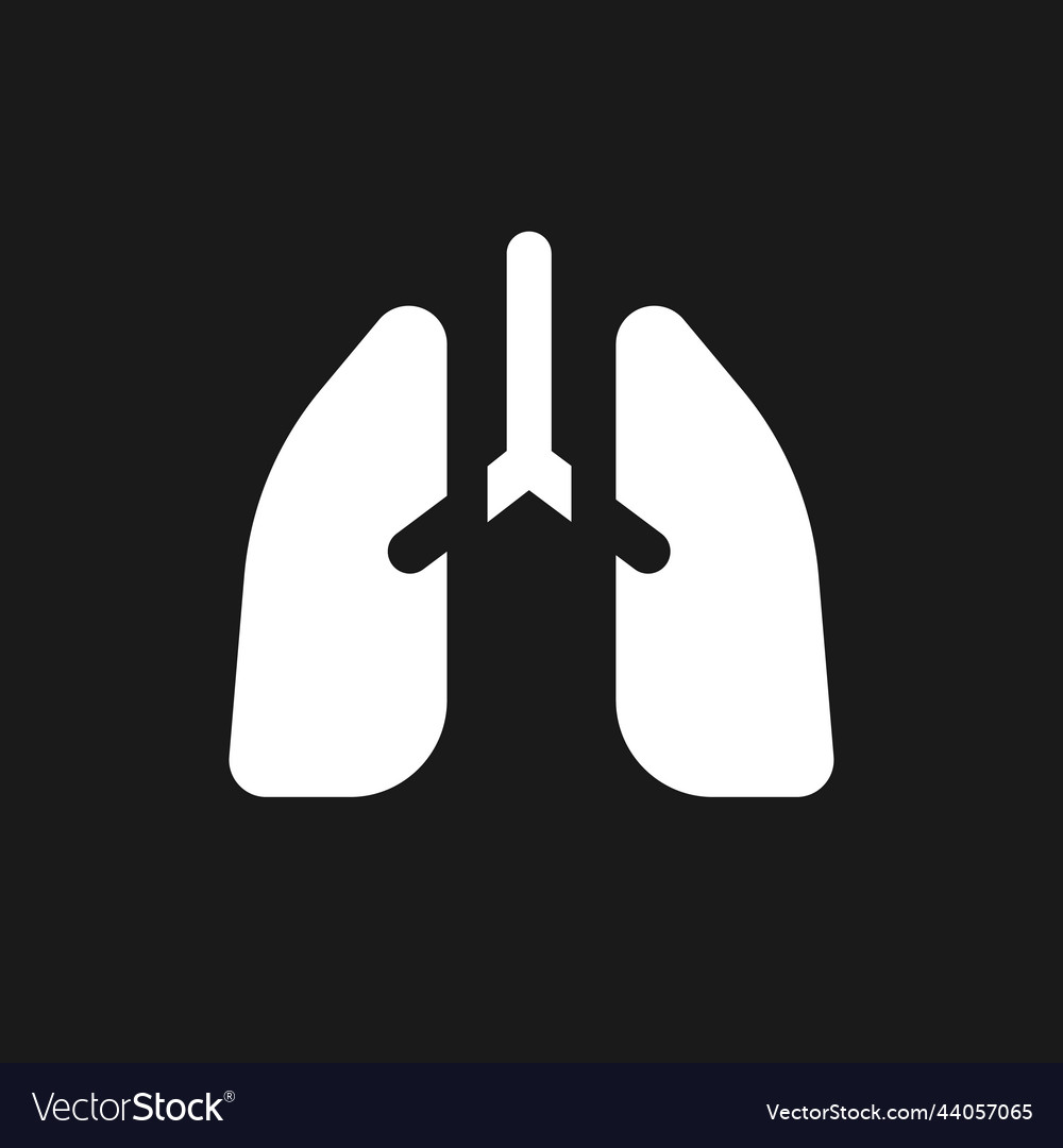 Lungs dark mode glyph ui icon Royalty Free Vector Image