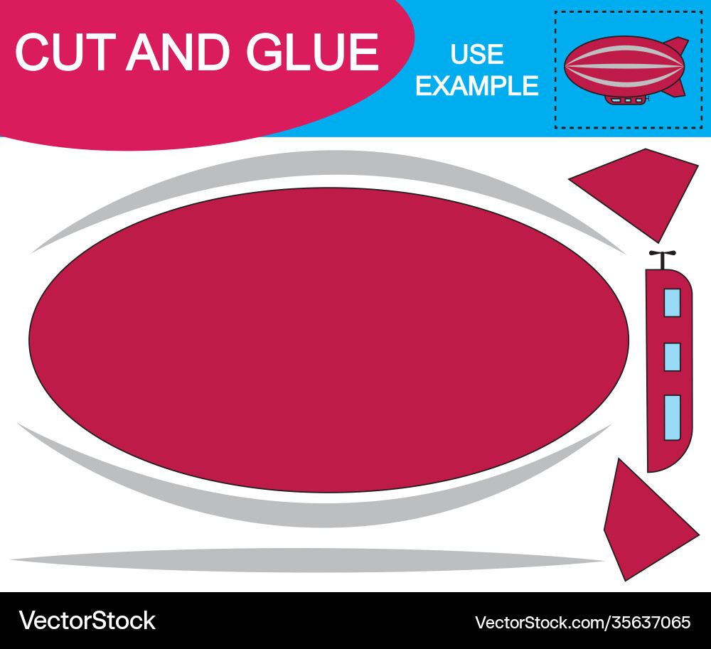 Mage dirigible air transport cut and glue Vector Image