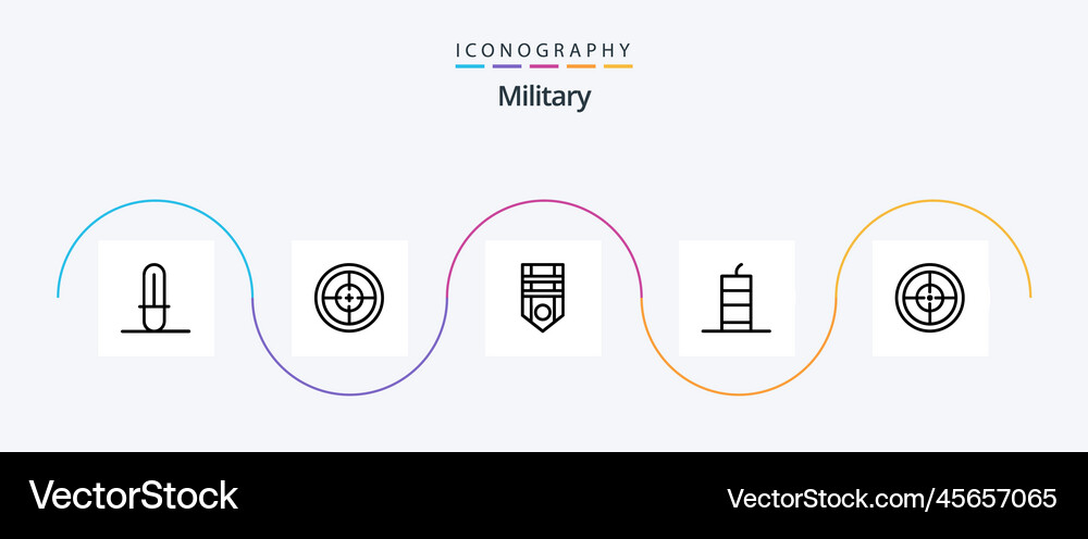 Military line 5 icon pack including army Vector Image