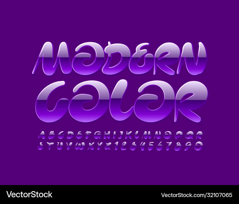 Modern violet color font artistic Royalty Free Vector Image