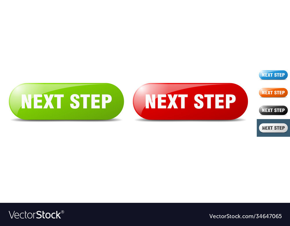 Next step button key sign push set Royalty Free Vector Image