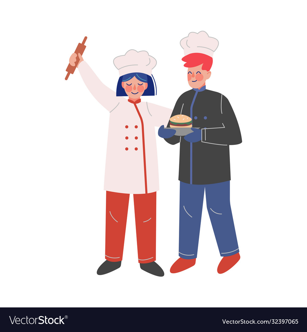 Professional chef characters male and female Vector Image
