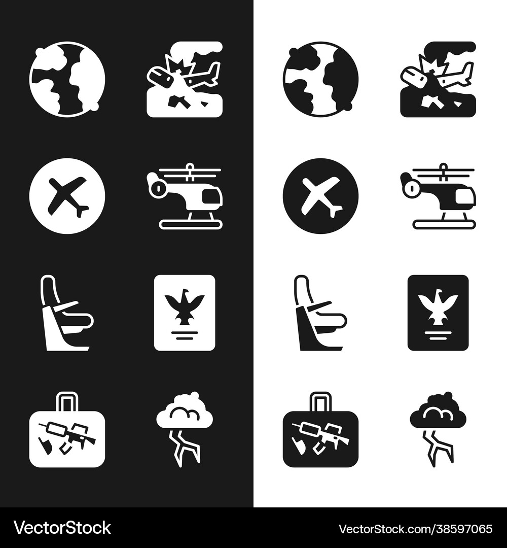 Set helicopter plane worldwide crash airplane Vector Image