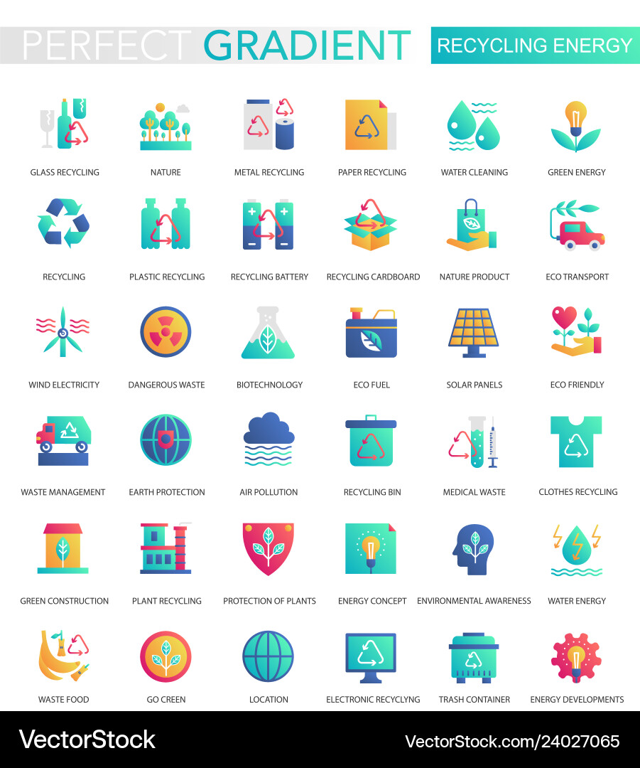 Set of trendy flat gradient recycling Royalty Free Vector