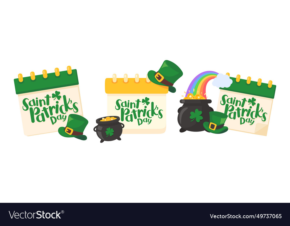 St patricks day calendar decorated with clover Vector Image