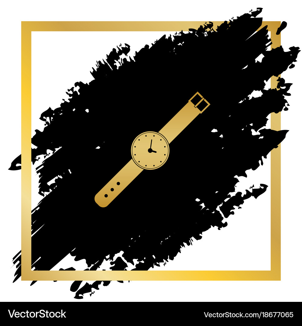 Watch sign golden icon Royalty Free Vector Image