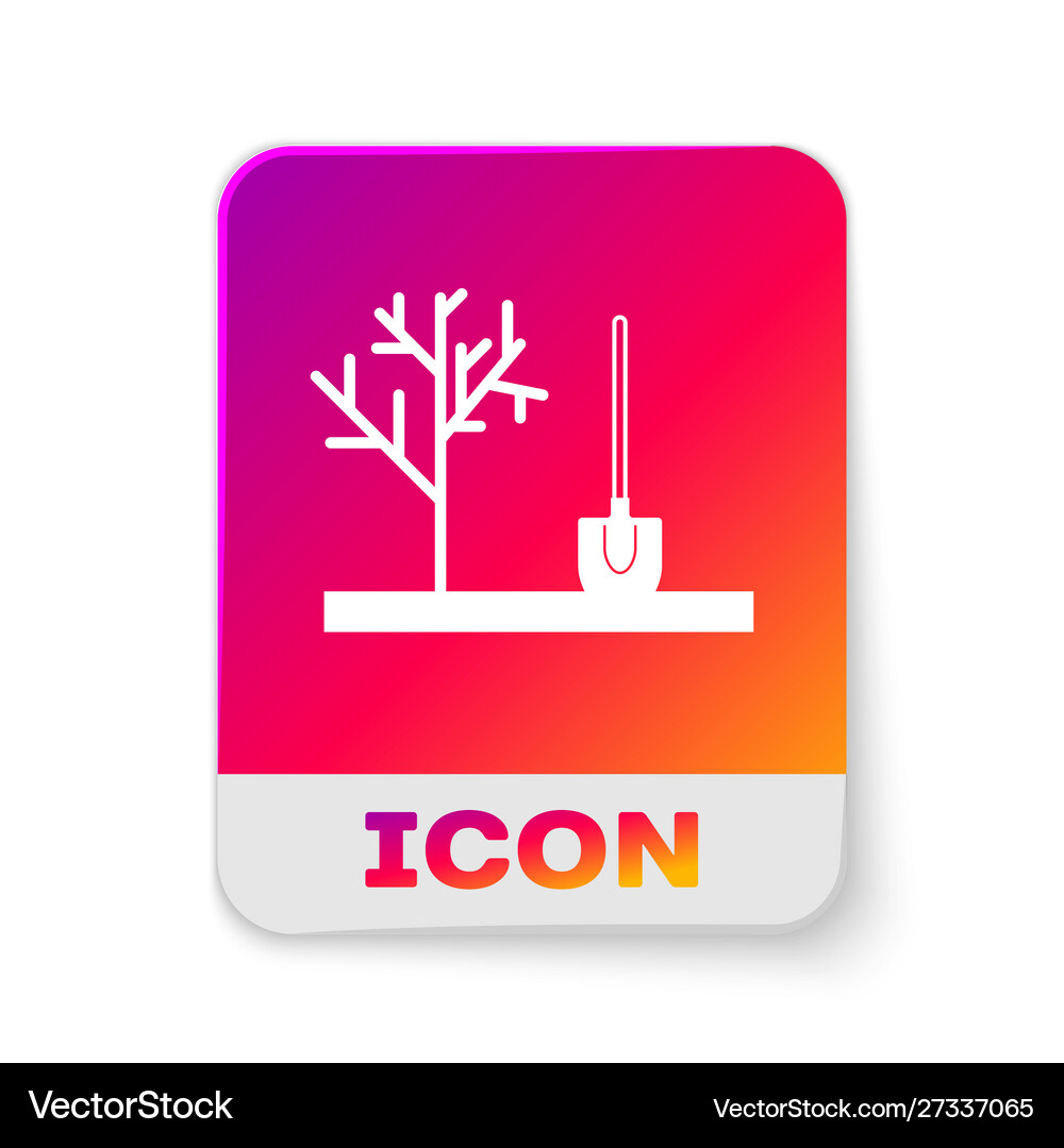 White planting a tree in ground icon isolated Vector Image