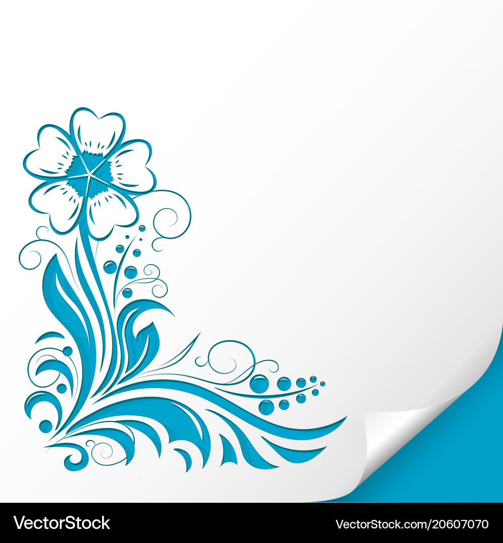 Decorative flower embossed blue ornamental Vector Image